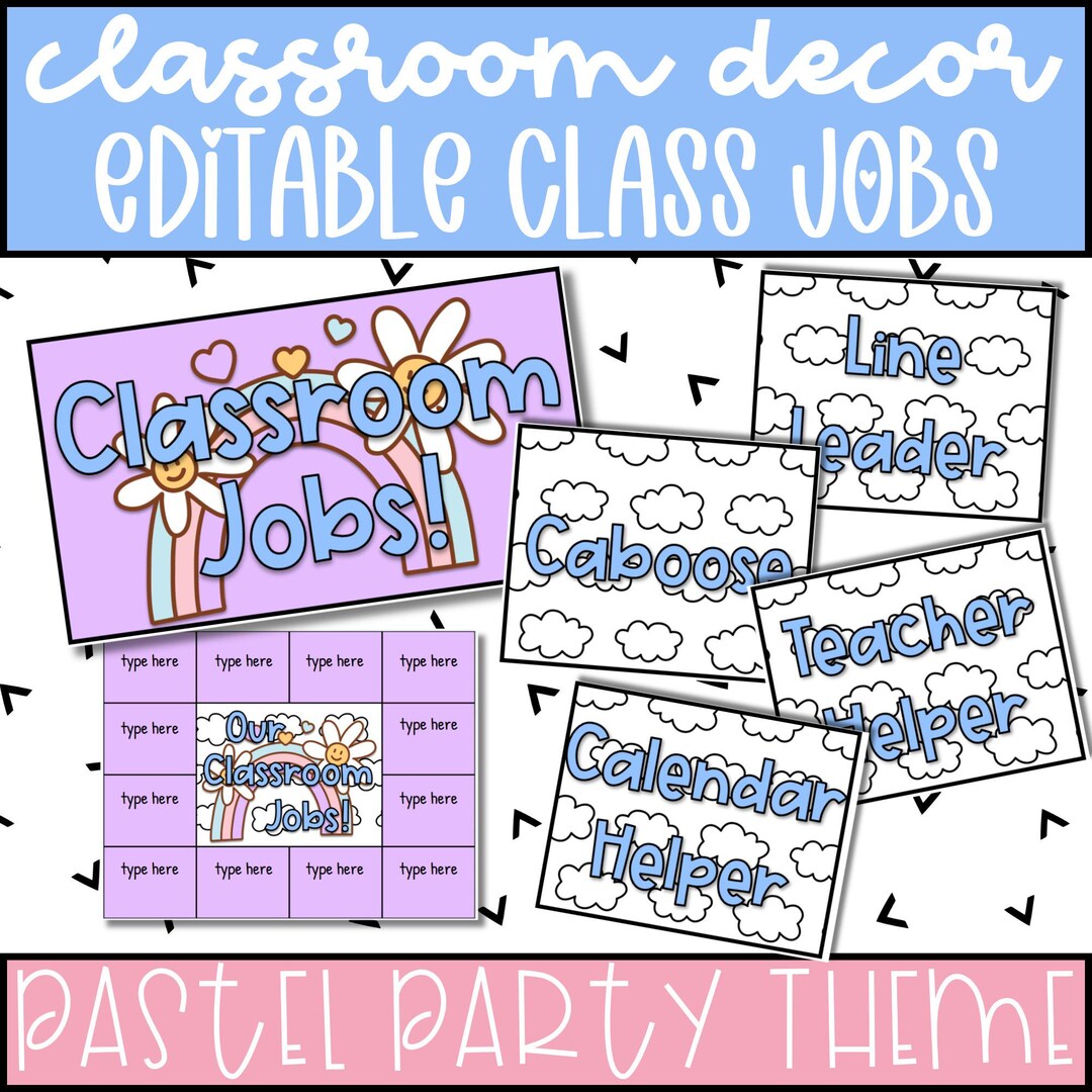Editable Classroom Jobs Display, Classroom Jobs Chart, Retro Pastel ...
