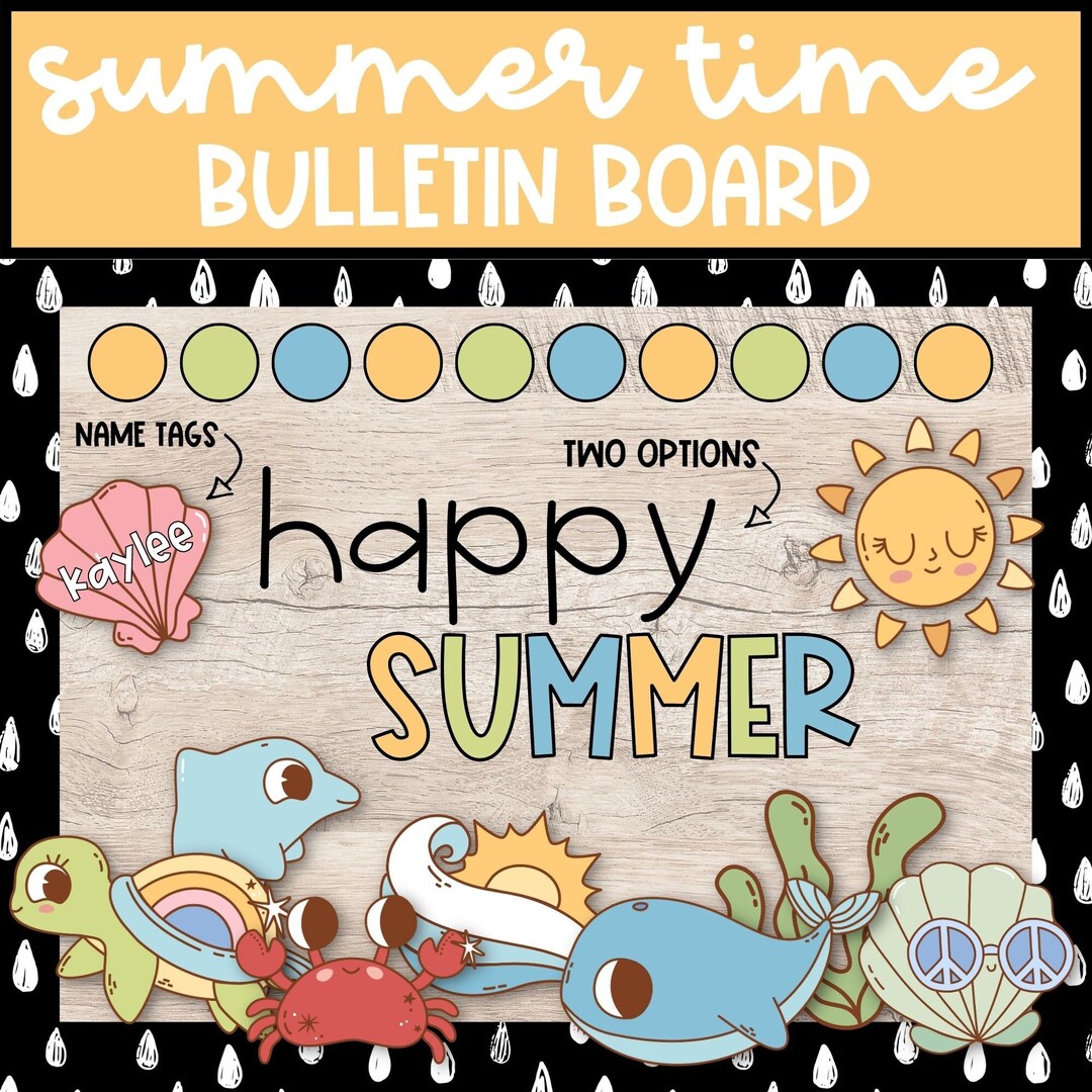 Retro Happy Summer Bulletin Board Kit, May and June Door Decor and ...