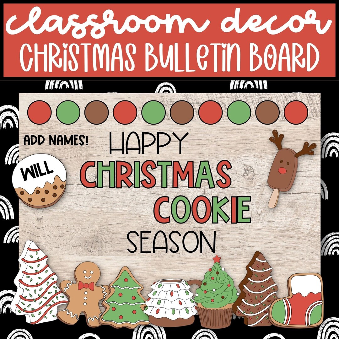 Retro Christmas Bulletin Board for Classroom or Winter Door Decor ...