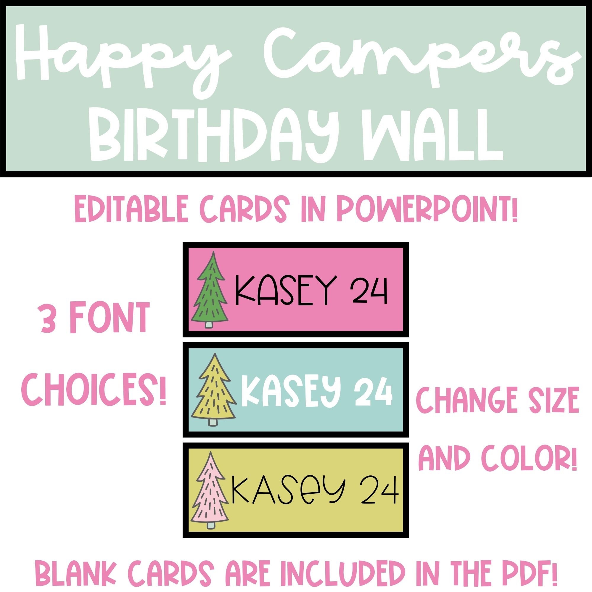 Camp Themed Birthday Wall Cards for Elementary Classroom - Etsy