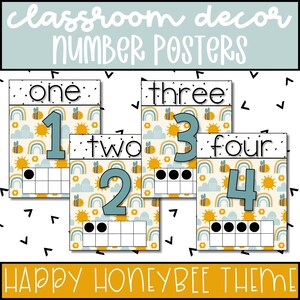 Number Posters for Classroom, DIY Classroom Posters, Bee Themed ...