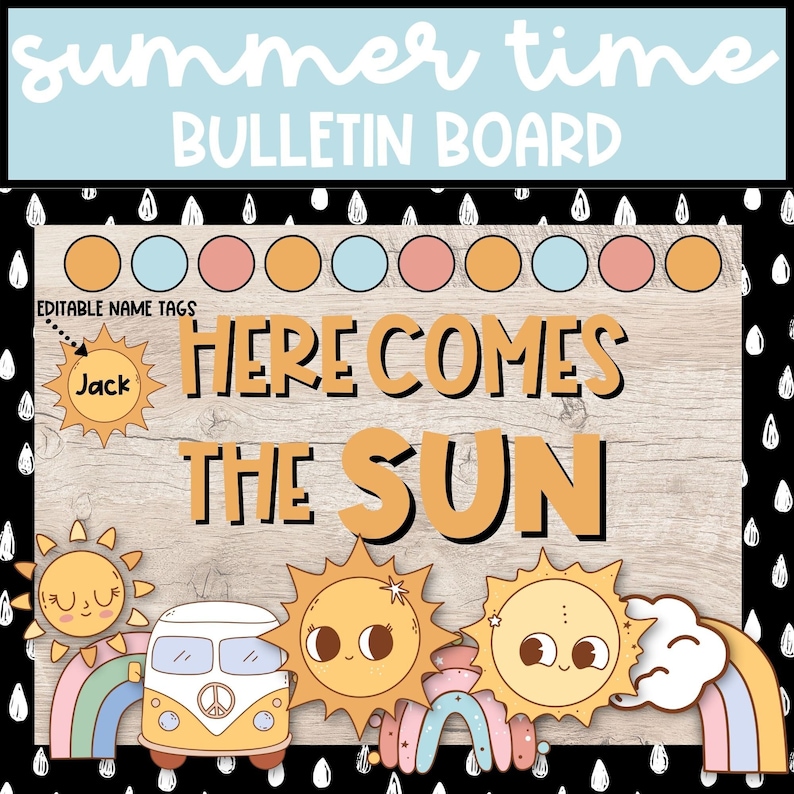 Retro Summer Bulletin Board Kit Sunshine April and May Door - Etsy