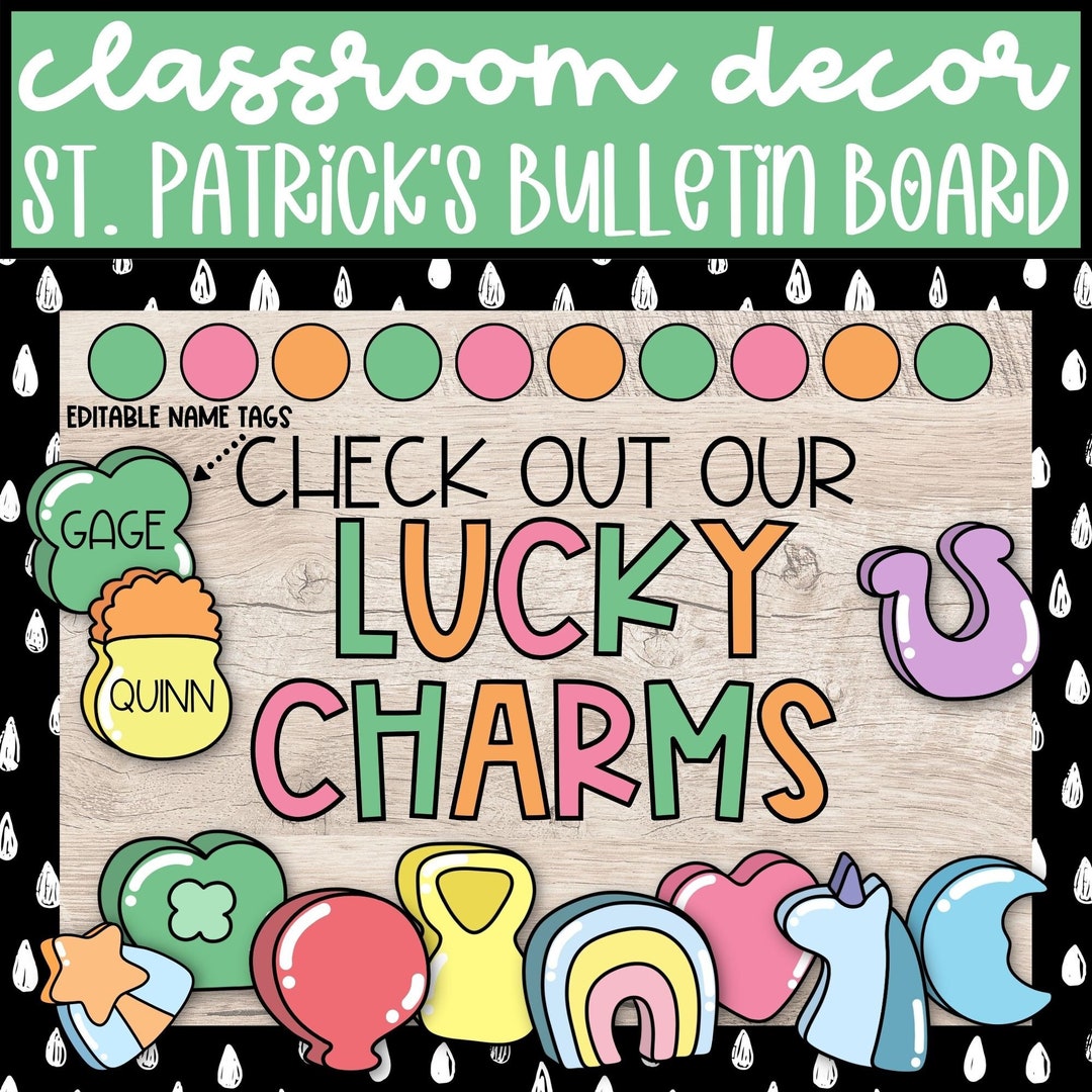 DIY St. Patrick's Day Lucky Charms Bulletin Board Kit and March Door ...