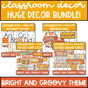 Retro Groovy Classroom Decor Bundle, Back to School Classroom Decor ...