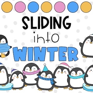 Winter Bulletin Board Kit, Penguin Bulletin Board, New Year Bulletin ...