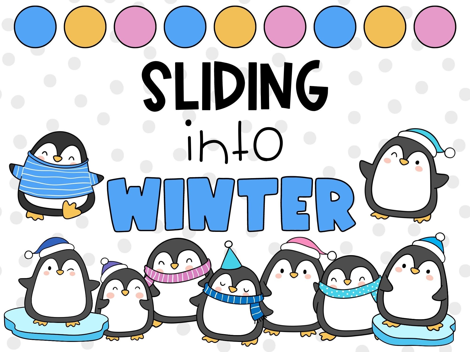 Winter Bulletin Board Kit, Penguin Bulletin Board, New Year Bulletin ...