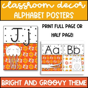 Retro Alphabet Posters for Classroom, DIY Classroom Decor, Retro Bright ...
