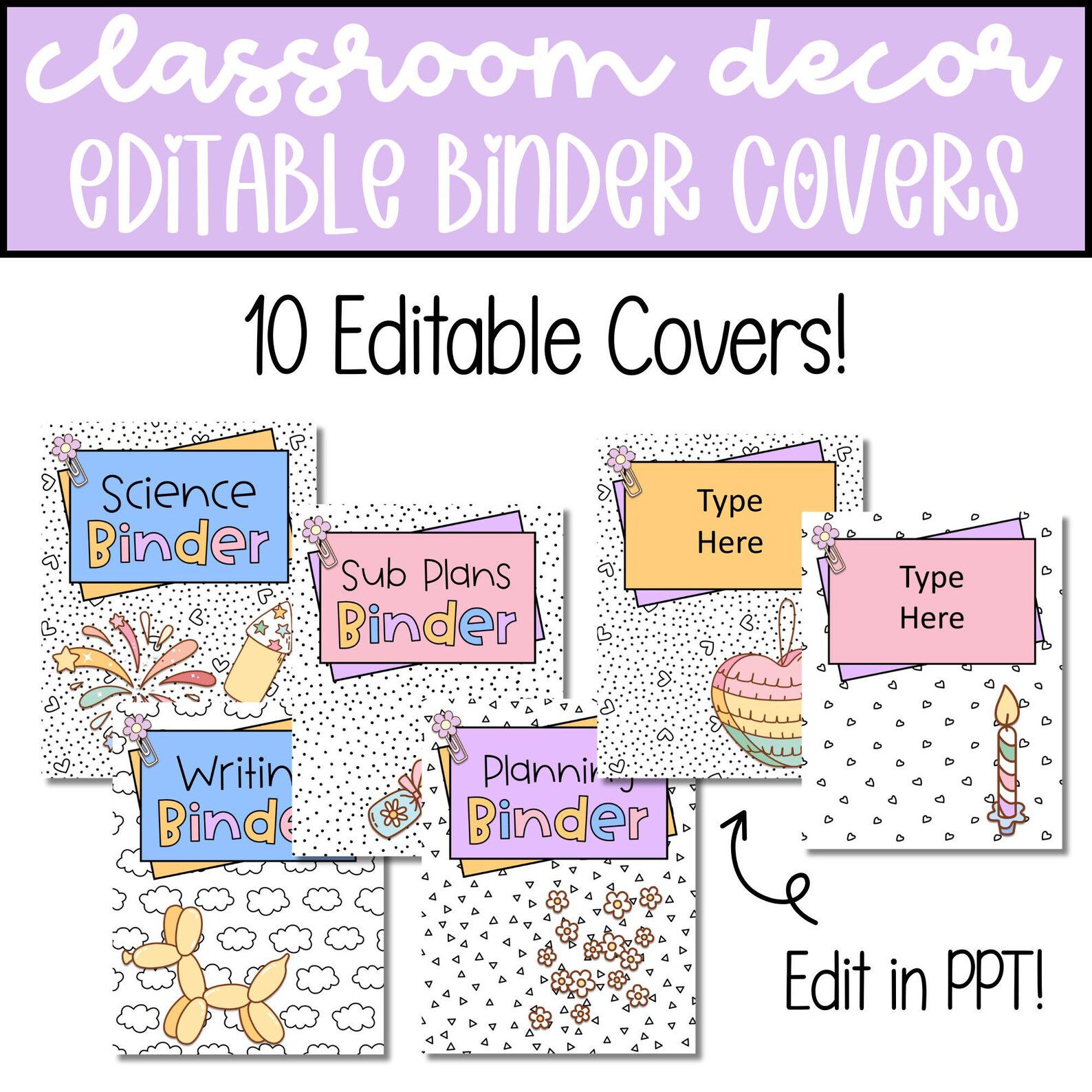 EDITABLE Binder Covers and Spines for Teachers, DIY No-prep Pastel ...