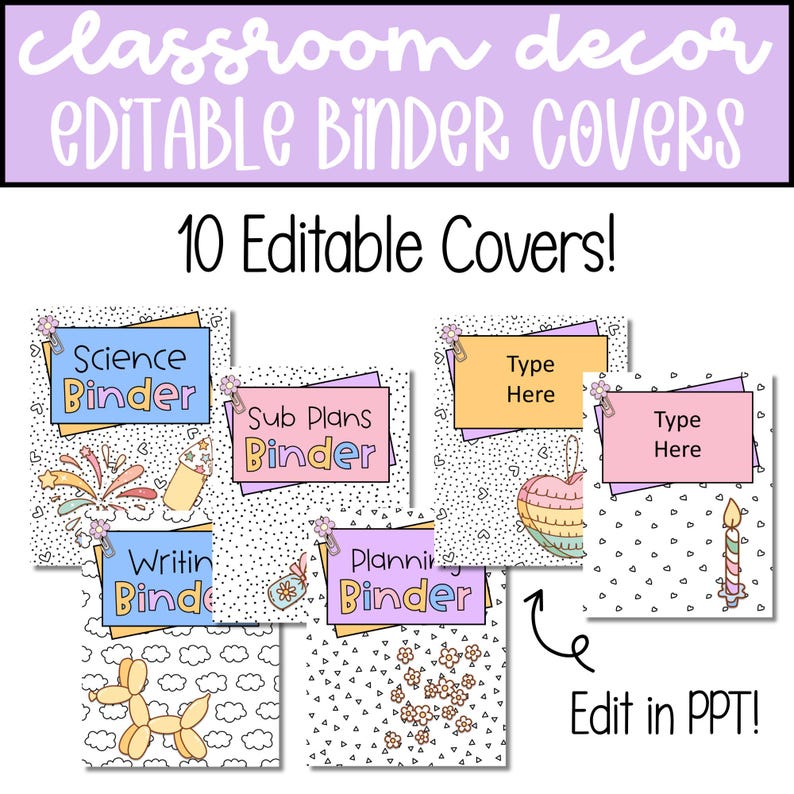 EDITABLE Binder Covers and Spines for Teachers, DIY No-prep Pastel ...