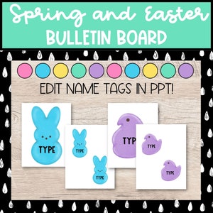 Spring and Easter Peeps Bulletin Board Kit With Name Tags, March April ...