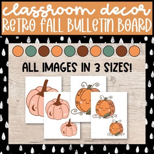 Retro Fall Bulletin Board With Pumpkins, September October Door Decor ...