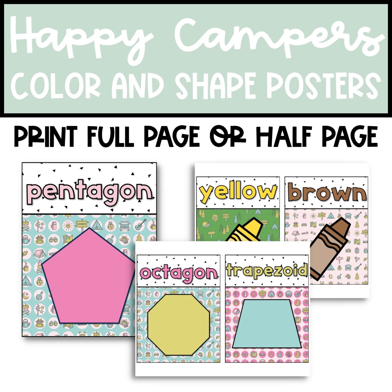 Color and Shape Posters for Classroom, DIY Classroom Decor, Camping ...