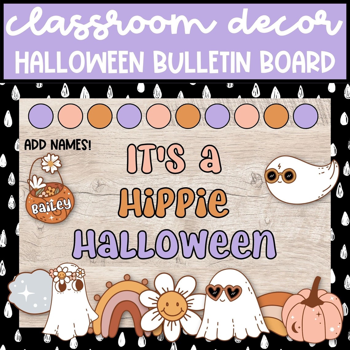 Retro Halloween Bulletin Board, Printable Fall Classroom Decor, Retro ...