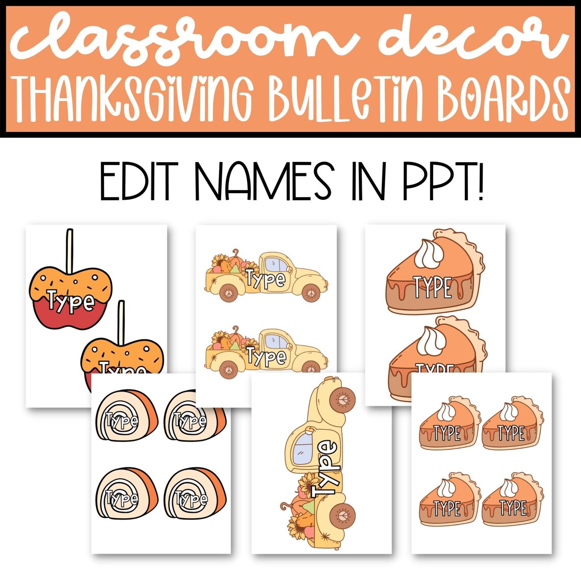 DIY Retro Thanksgiving Bulletin Board Bundle, November Bulletin Board ...