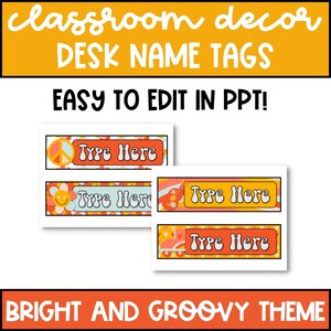Editable Desk Name Tags for Retro Classroom Decor, DIY Classroom Decor ...