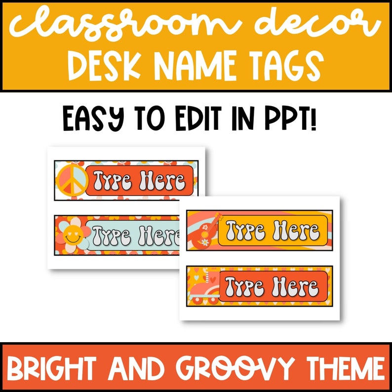 Editable Desk Name Tags for Retro Classroom Decor DIY - Etsy