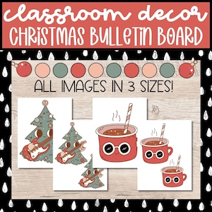 Retro Christmas Bulletin Board for Classroom or Winter Door Decor ...