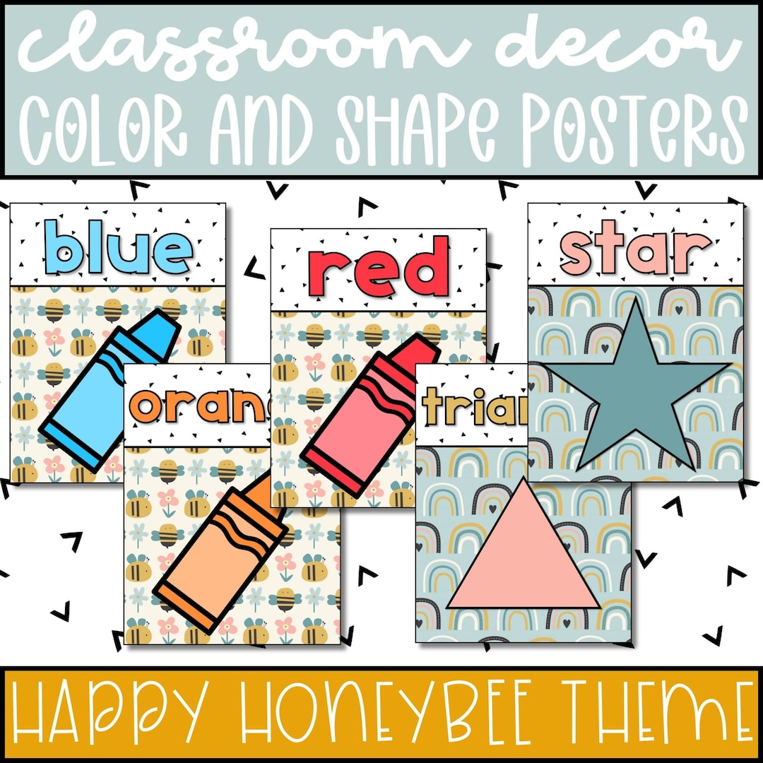 Color and Shape Posters for Classroom, DIY Classroom Posters, Bee ...