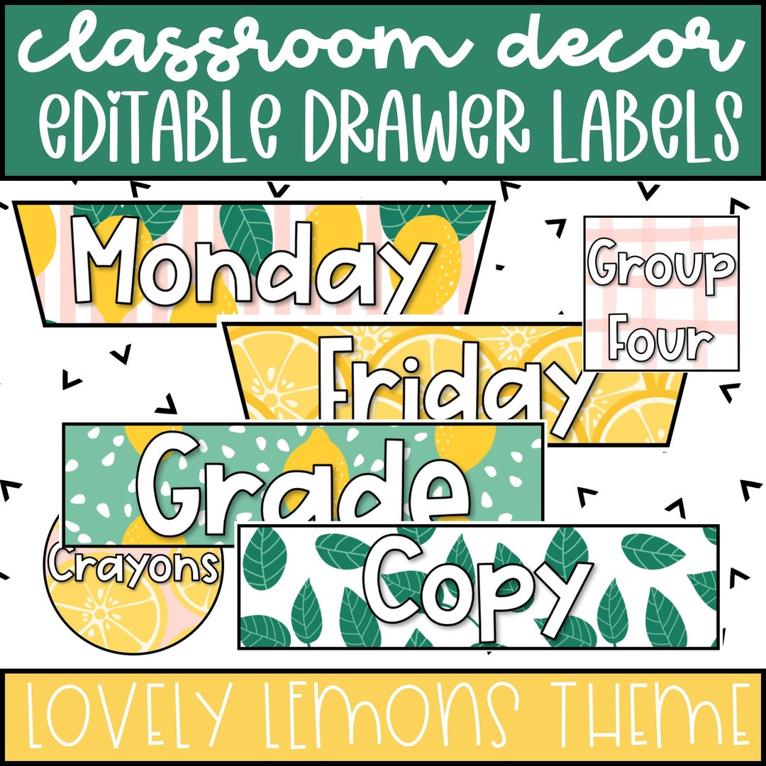 Editable Classroom Labels, 10 Drawer Cart Labels Editable, Lemon ...