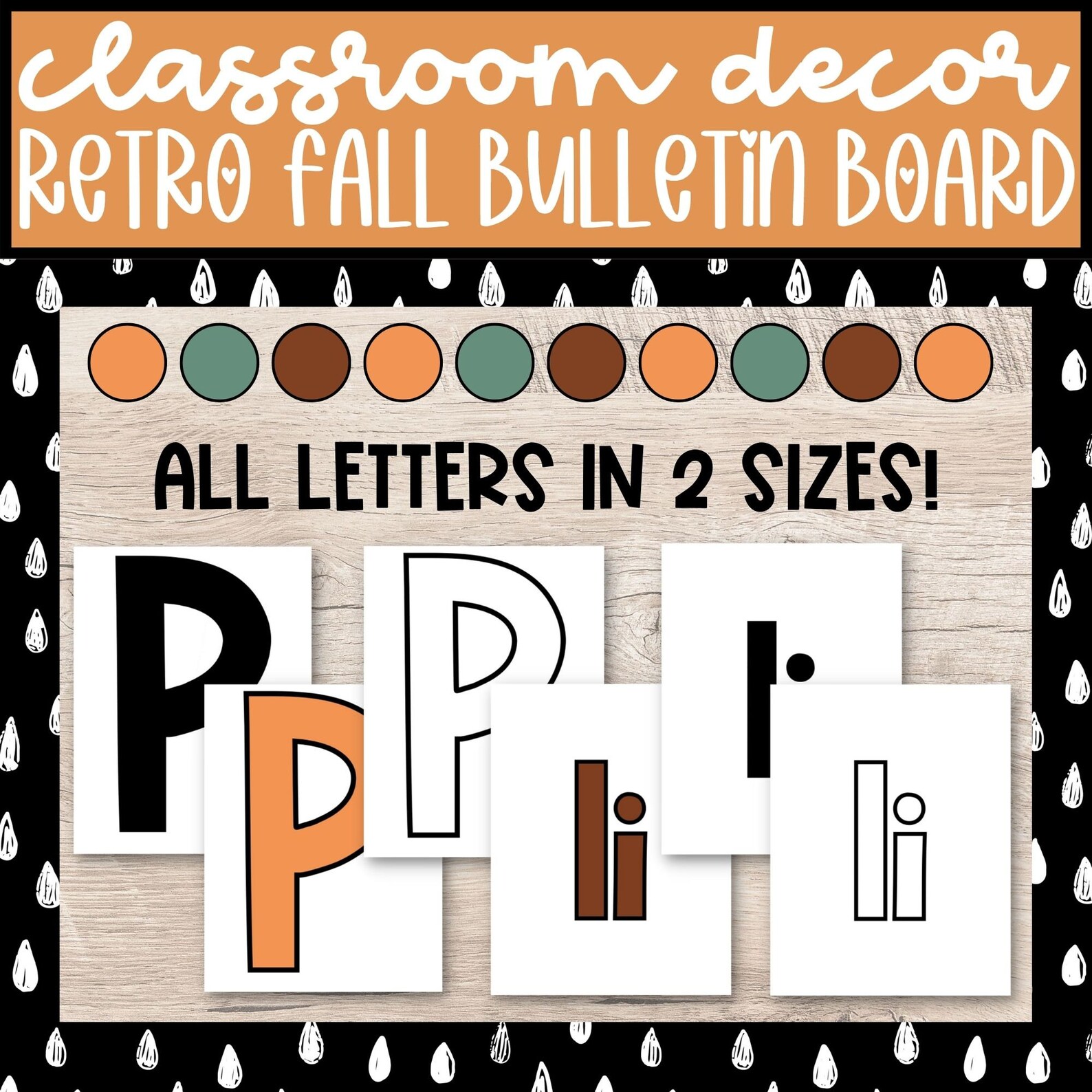 Retro Fall Bulletin Board With Pumpkins, September October Door Decor ...