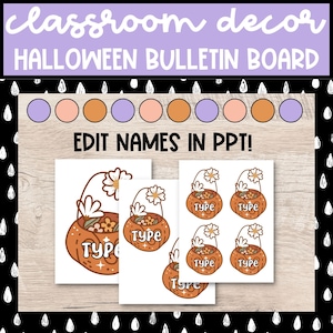 Retro Halloween Bulletin Board, Printable Fall Classroom Decor, Retro ...