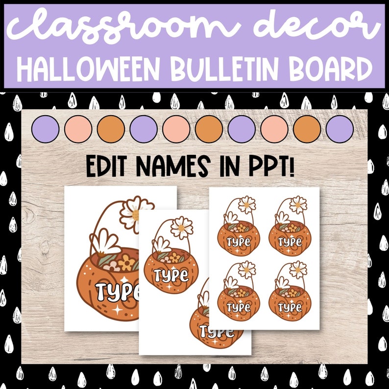 Retro Halloween Bulletin Board, Printable Fall Classroom Decor, Retro ...