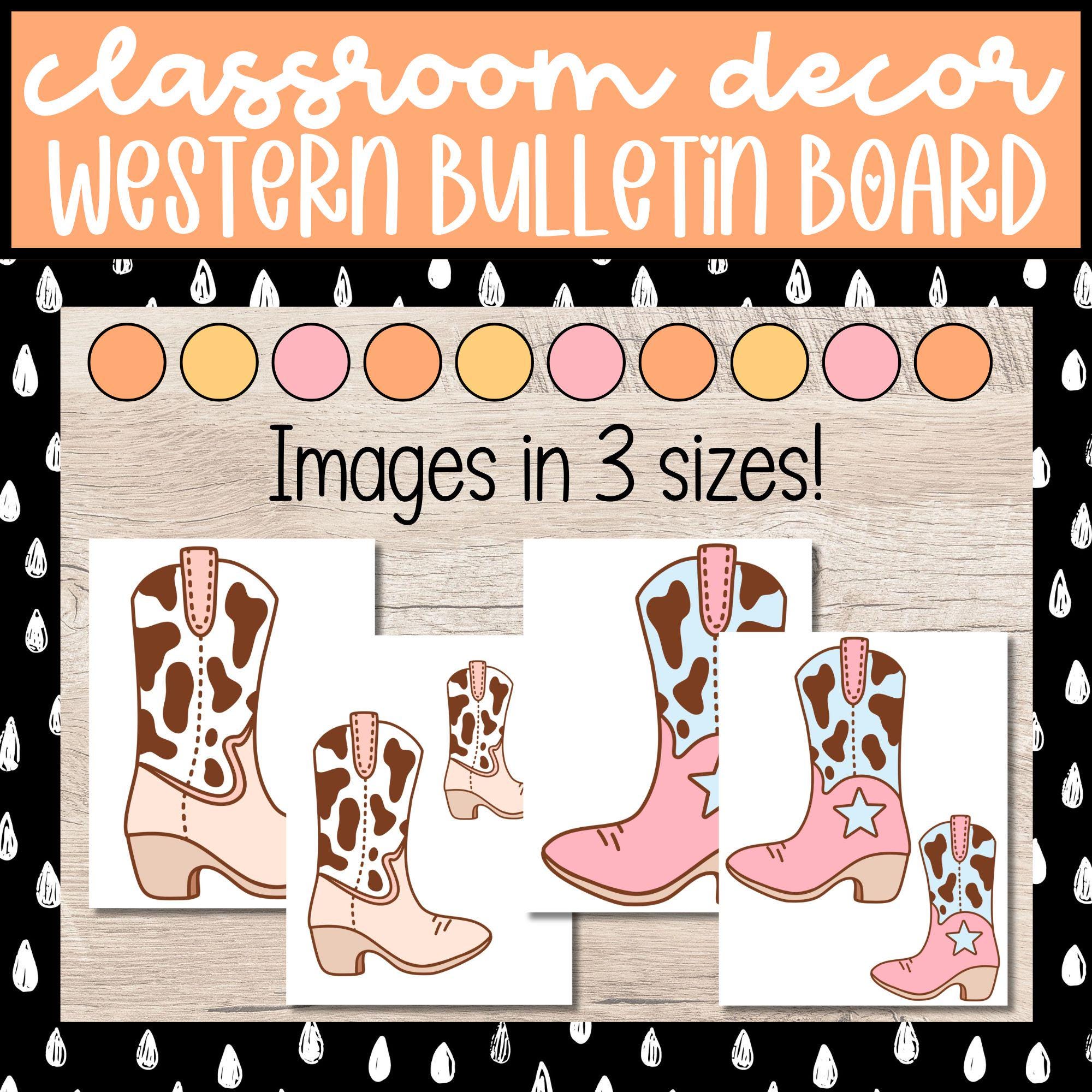 Retro Cowgirl Bulletin Board Kit, Western Classroom Decor (printable ...