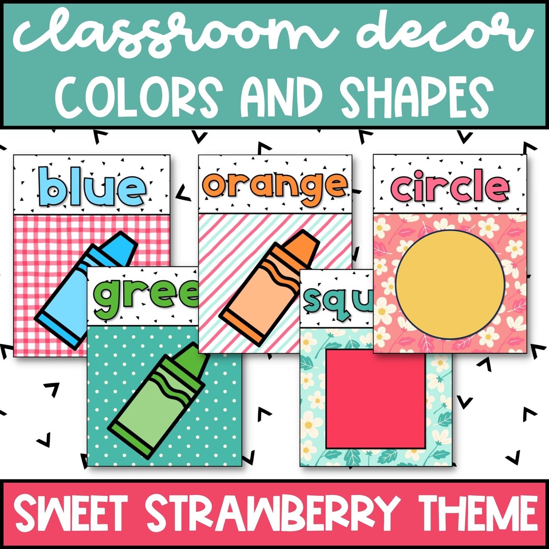 Color and Shape Posters for Classroom, DIY Classroom Decor, Strawberry ...