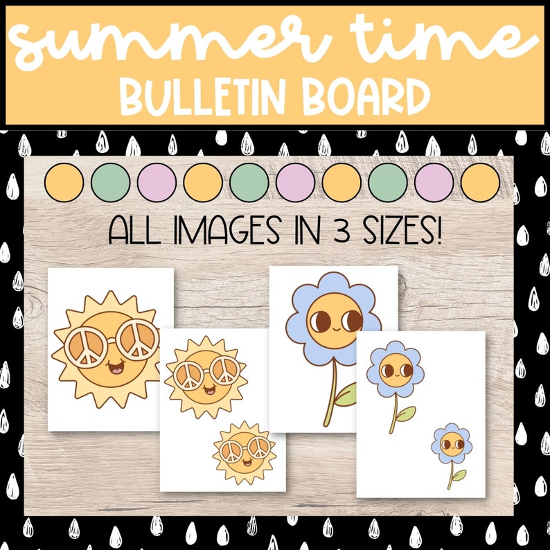 Retro Summer Bulletin Board Kit, Bright Classroom Decor (digital ...