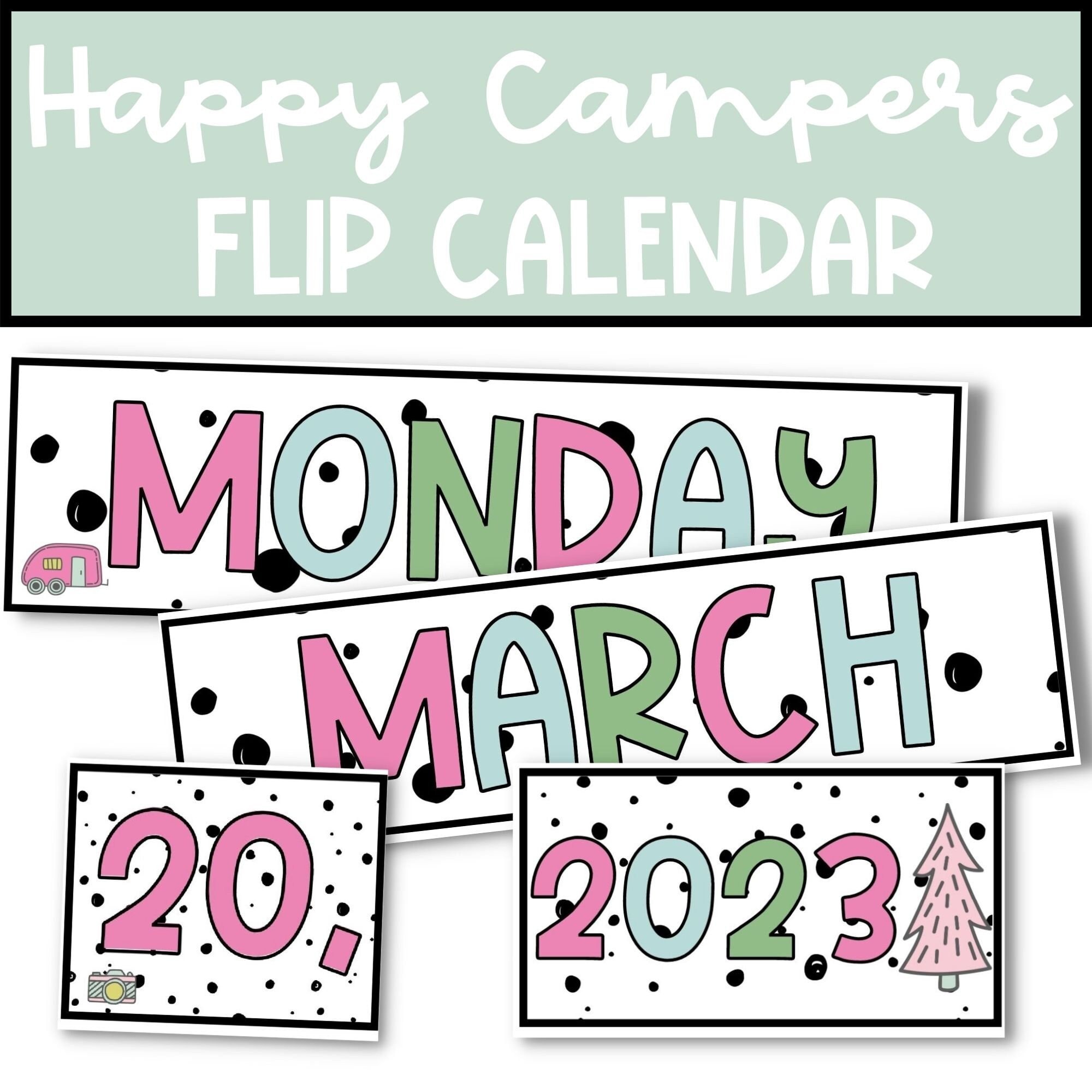 Camp Theme Flip Calendar Cards, Elementary Classroom Decor (printable ...