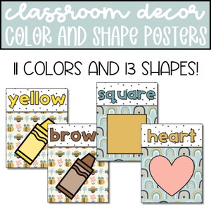 Color and Shape Posters for Classroom, DIY Classroom Posters, Bee ...