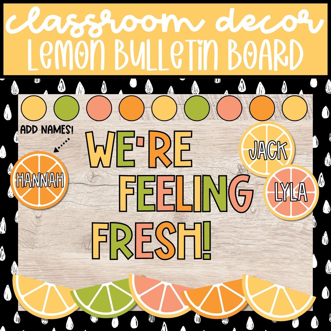 Summer Lemon Bulletin Board Kit, May and June Door Decor, Printable DIY ...