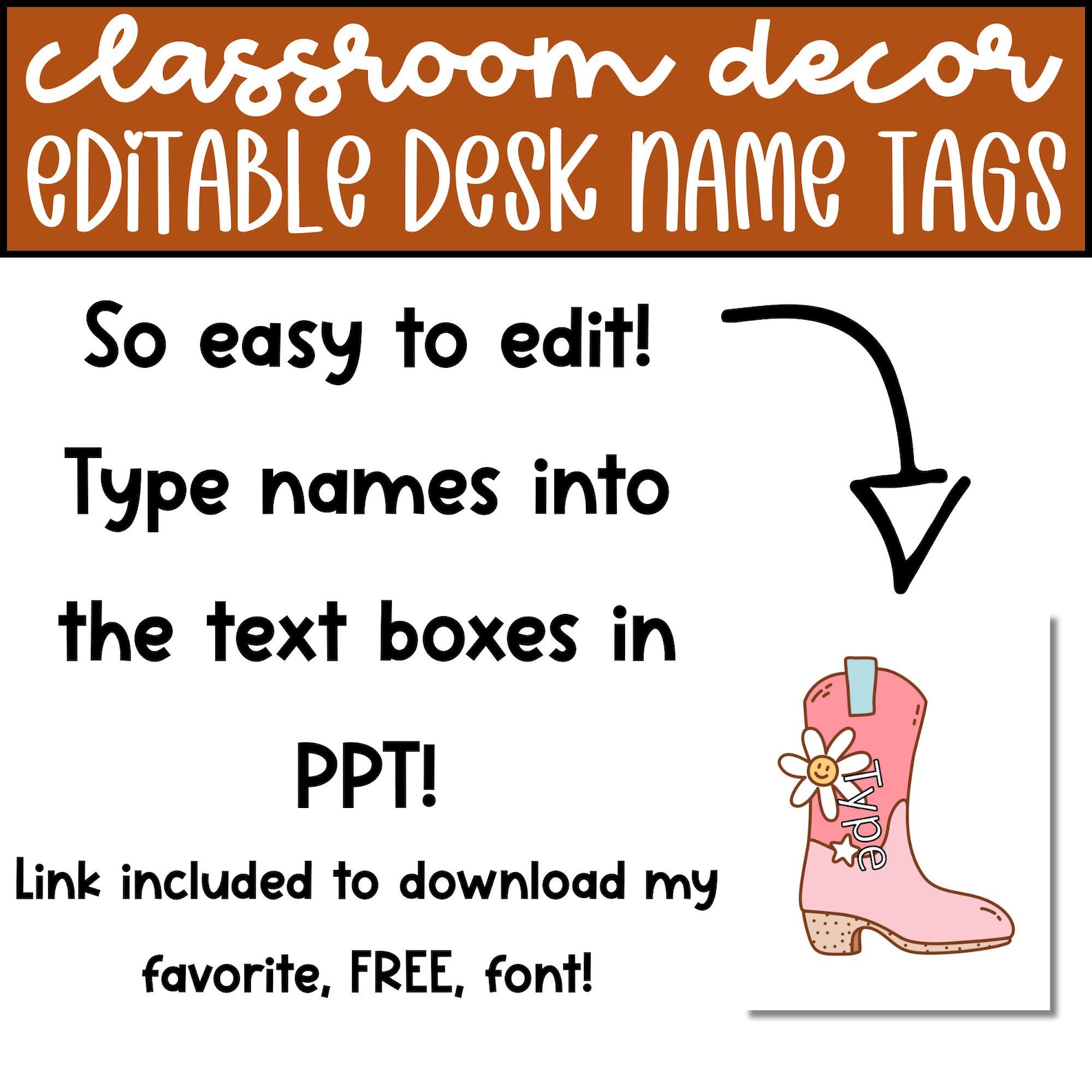 Editable Western Desk Name Tags, Cowgirl Classroom Decor (digital ...