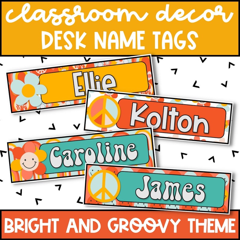 Editable Desk Name Tags for Retro Classroom Decor DIY - Etsy