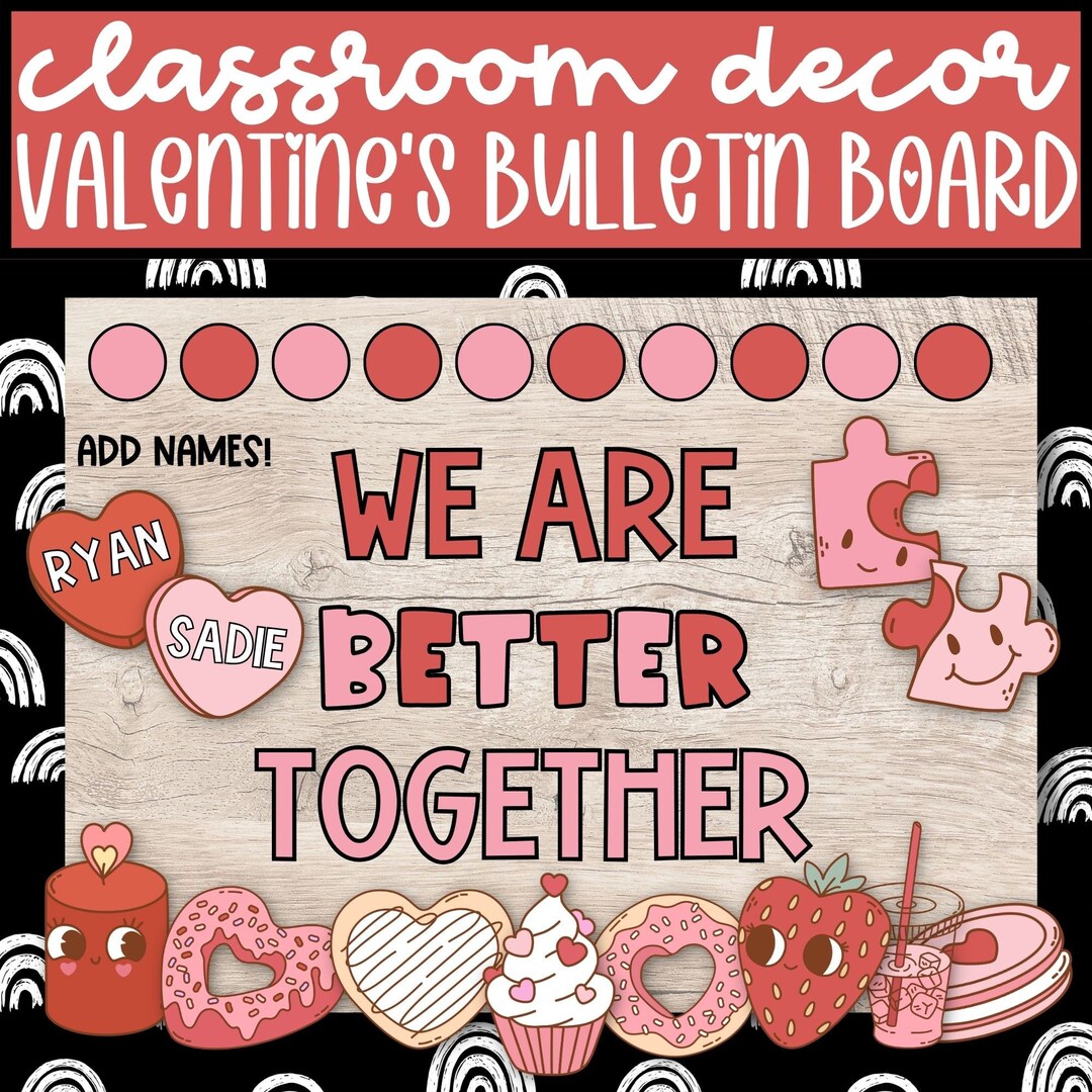 Retro Groovy Valentine's Day Bulletin Board With Editable Name Tags ...
