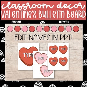 Retro Groovy Valentine's Day Bulletin Board With Editable Name Tags ...