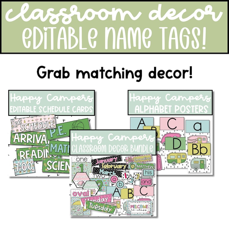 Editable Camp Desk Name Tags, Camping Theme Classroom Decor (digital ...