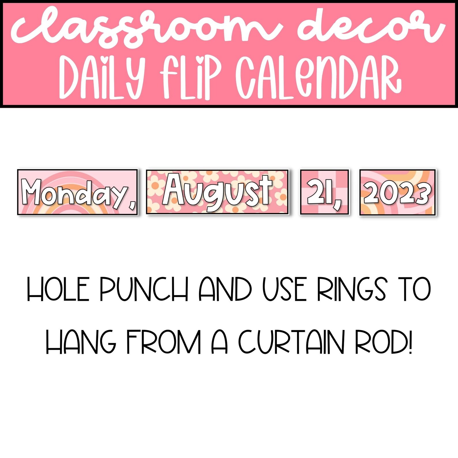 Flip Calendar for Classroom, DIY Classroom Decor, Retro Pink Classroom ...