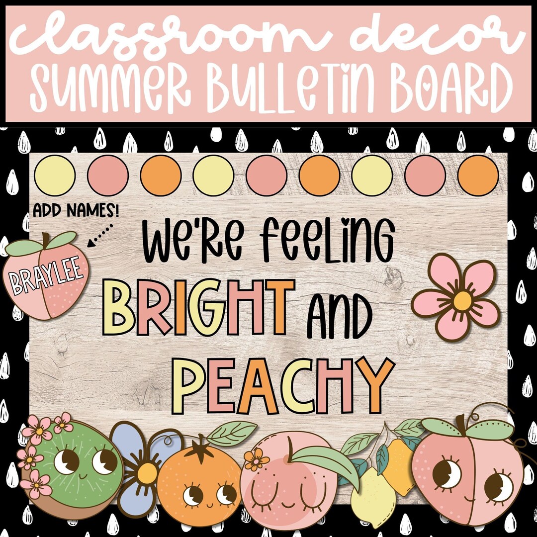Retro Summer Bulletin Board Kit, Bright and Peachy, May and June Door ...