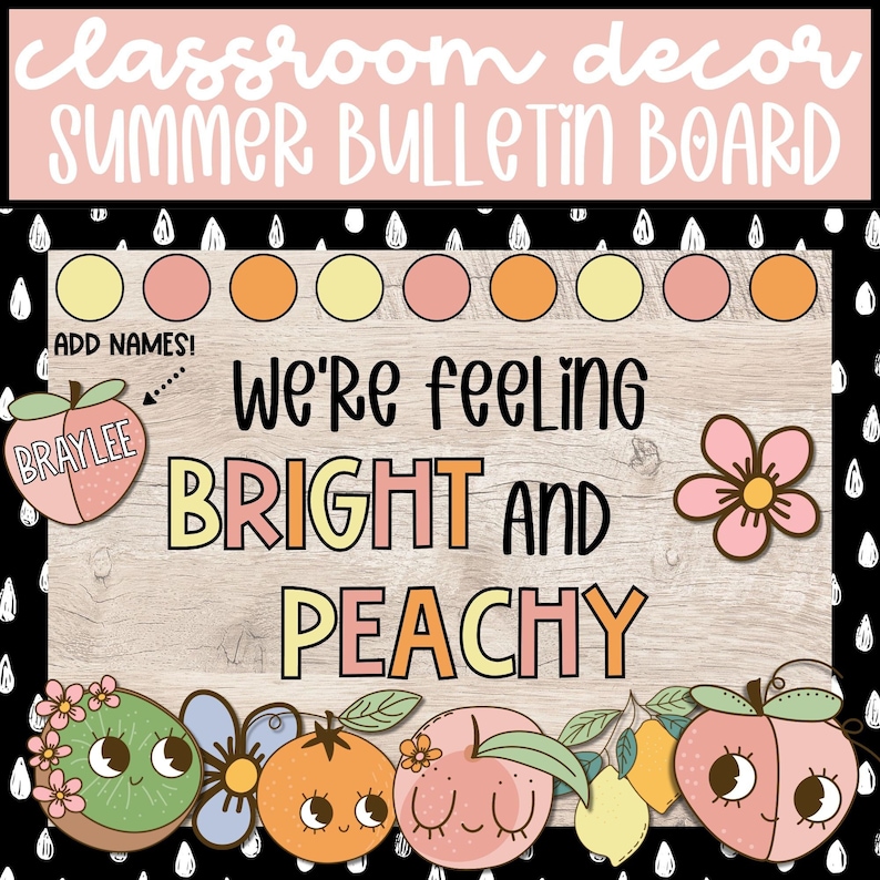 Retro Summer Bulletin Board Kit, Bright and Peachy, May and June Door ...