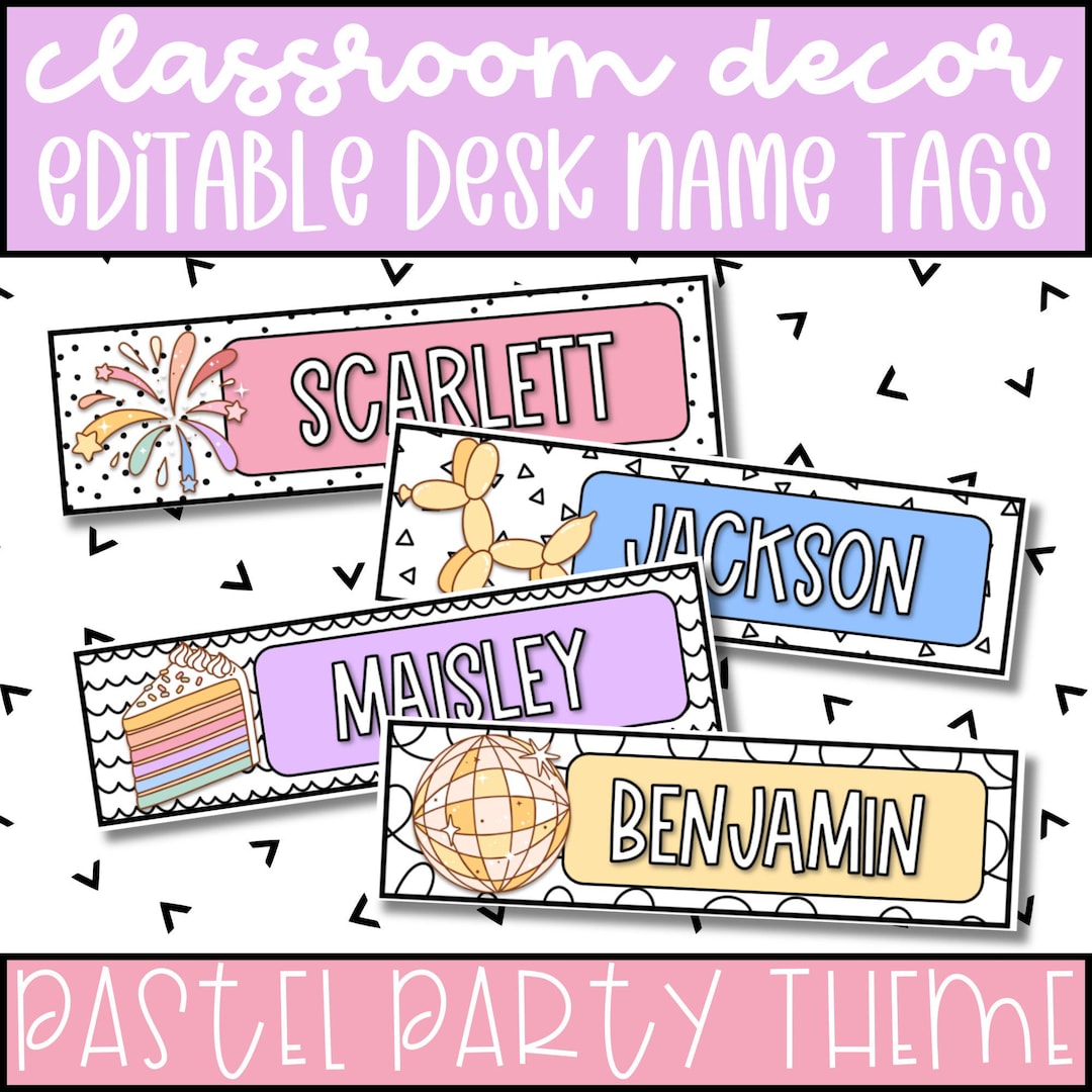 Retro Pastel Desk Name Tags, Editable Classroom Decor (PPT File) - Etsy