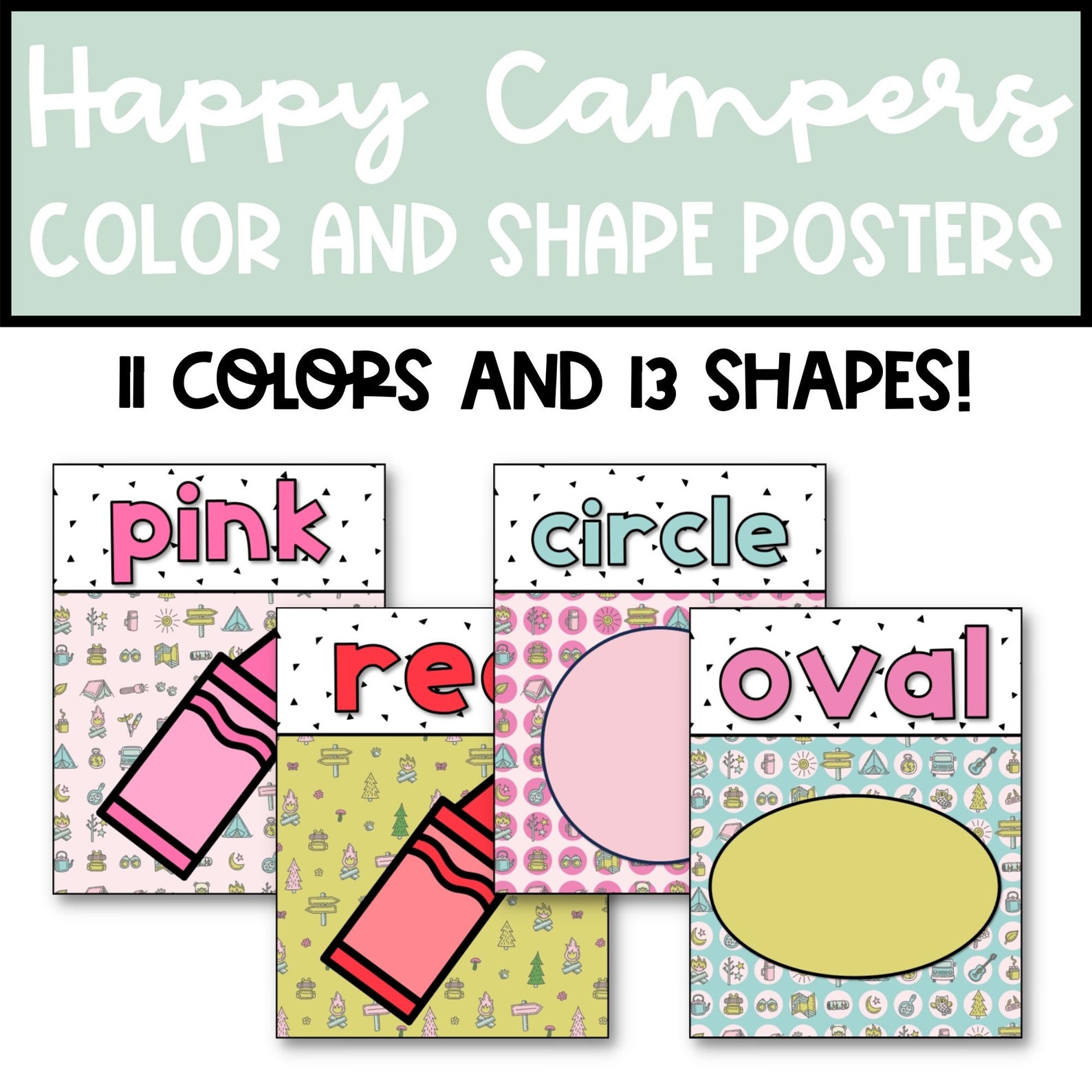 Color and Shape Posters for Classroom, DIY Classroom Decor, Camping ...
