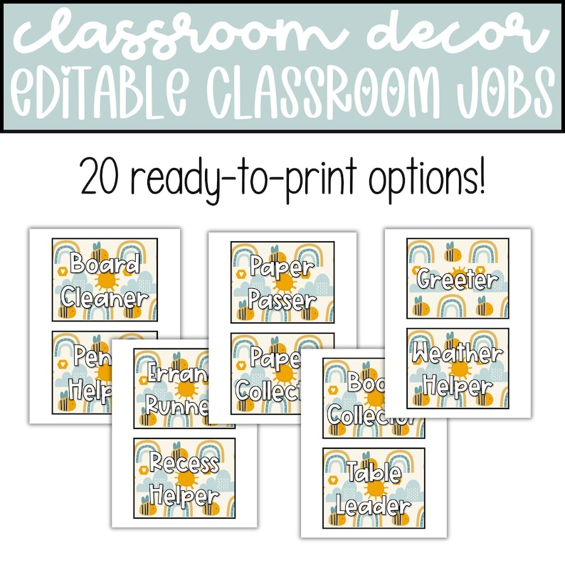 Editable Honeybee Classroom Jobs Chart, Bee Decor Theme (digital ...