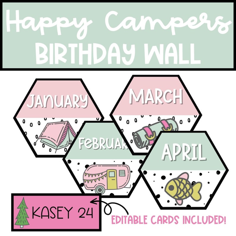 Camp Themed Birthday Wall Cards for Elementary Classroom - Etsy