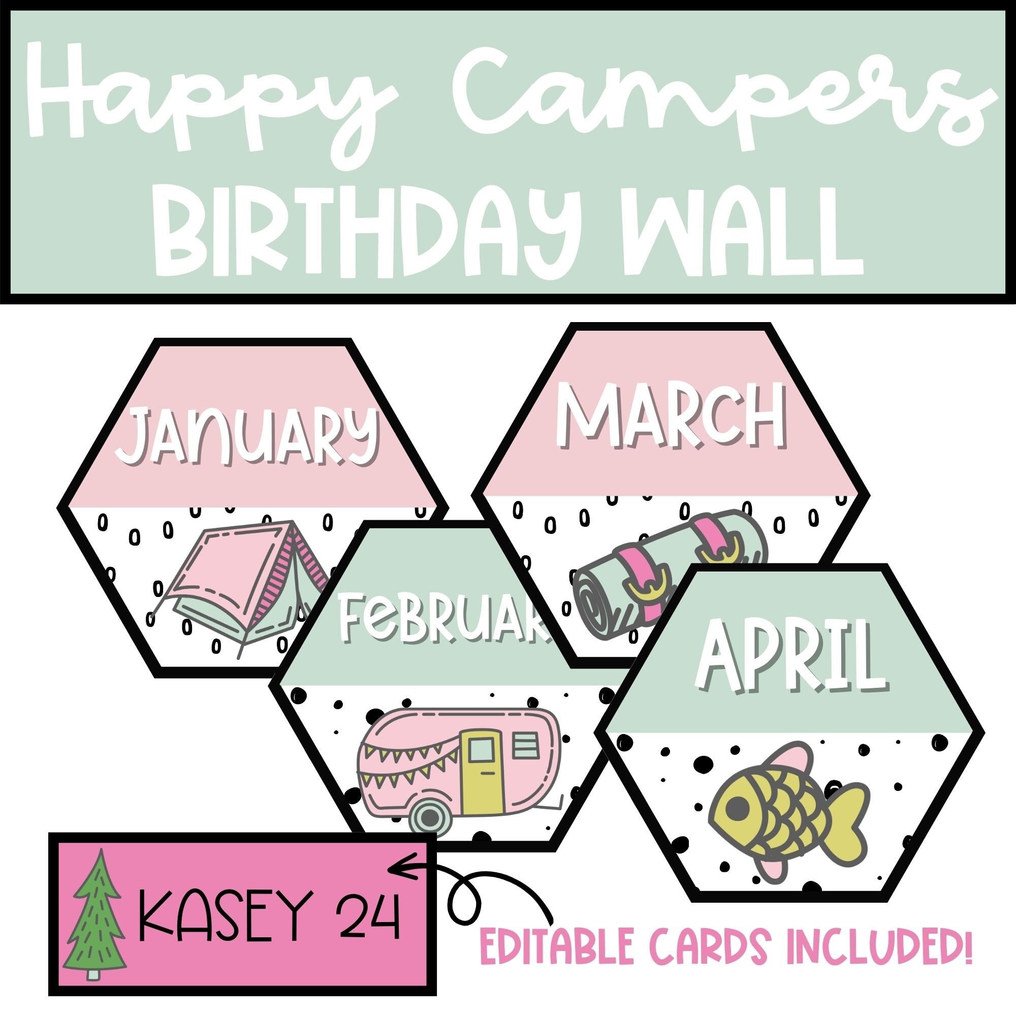 Camp Themed Birthday Wall Cards for Elementary Classroom - Etsy