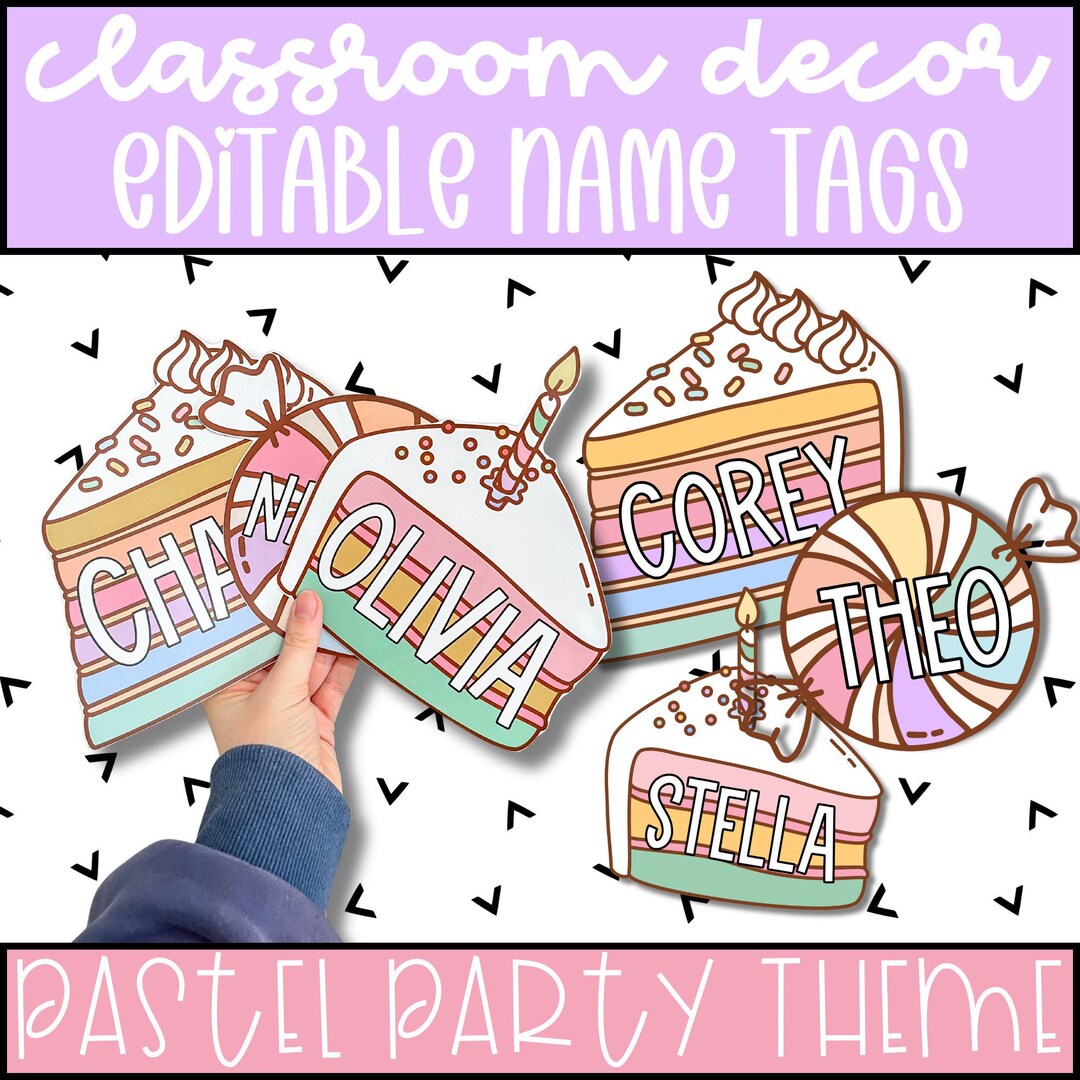 Editable Pastel Desk Name Tags, Birthday Display and Bulletin Board ...