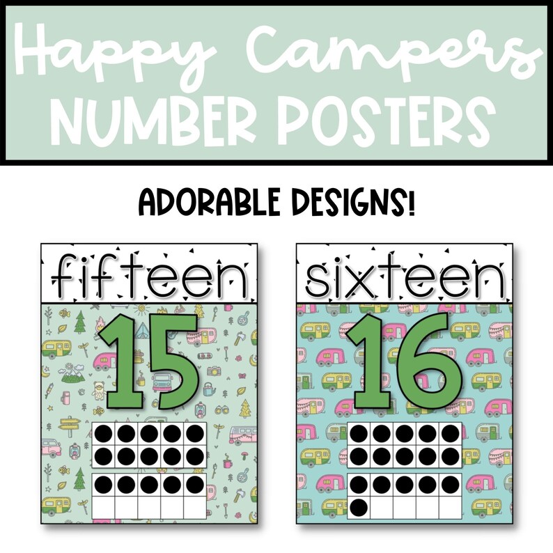 Camping Classroom Decor Number Posters DIY Classroom Decor - Etsy