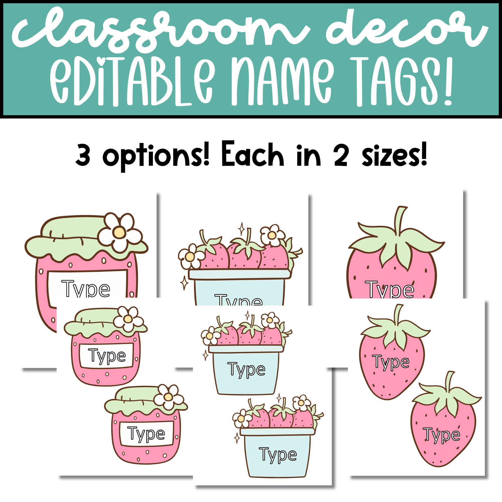 Editable Strawberry Desk Name Tags, Strawberry Classroom Decor Theme ...