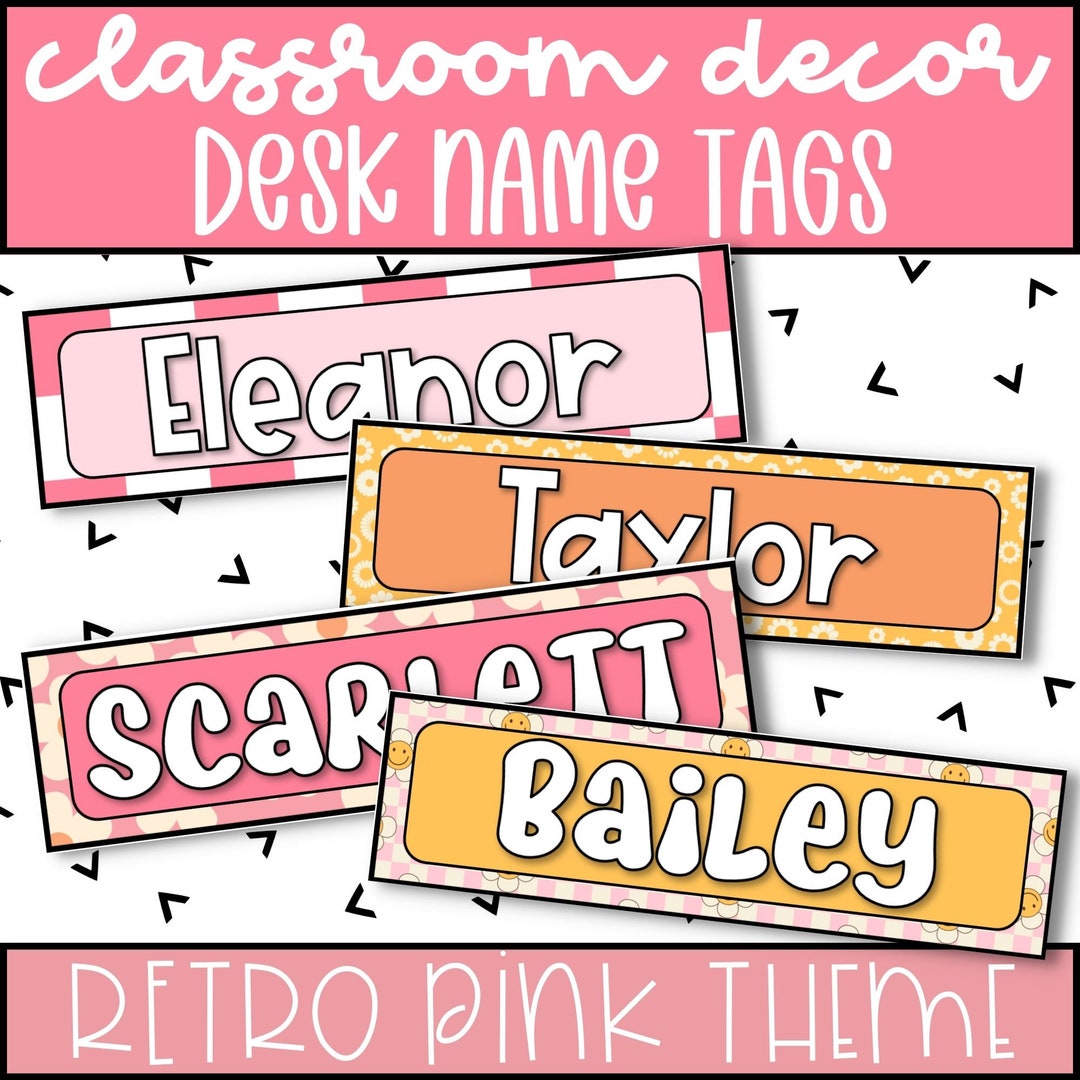 EDITABLE Desk Name Tags for Classroom, Retro Classroom Decor, Retro ...