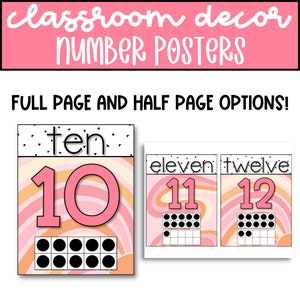 Number Posters for Classroom, Classroom Decor, Retro Pink Classroom ...
